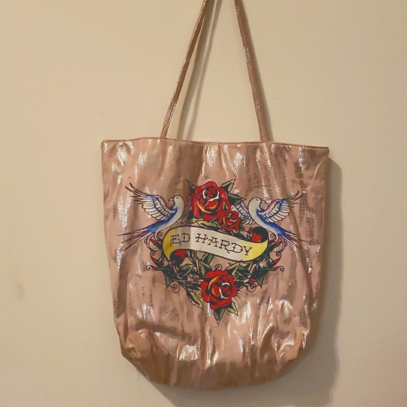 Ed Hardy | Bags | Ed Hardy Roses And Doves Tattoo Purse Tote | Poshmark